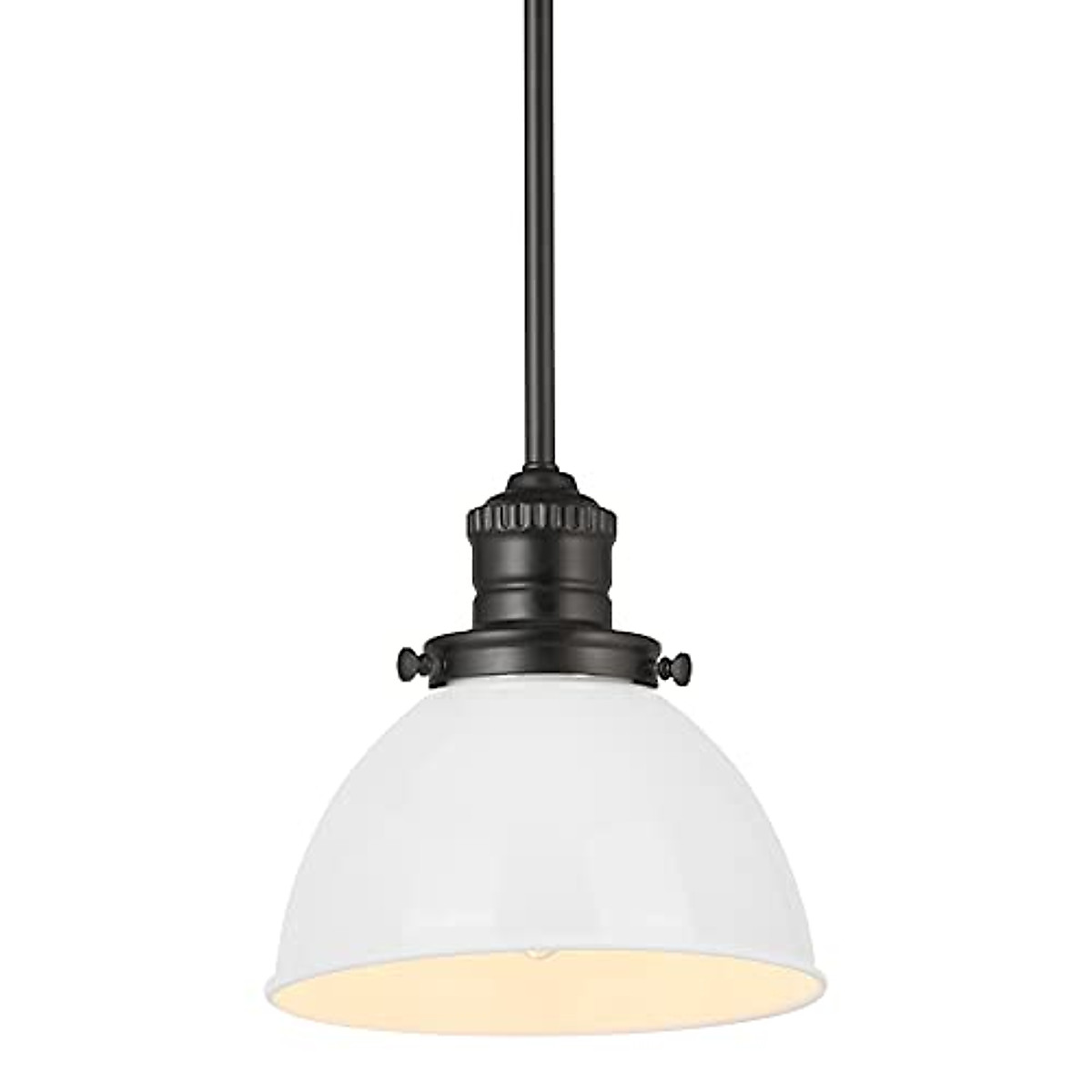 Design House 588327 Savannah Farmhouse 1-Light Indoor Pendant Dimmable White Metal Shade for Kitchen Island Bar Dining Room, Matte Black