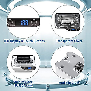 LifeBasis Ultrasonic Cleaner, Professional Ultrasonic Jewelry Cleaner 20 Ounces (600ML) with Digital Timer, Watch Holder Ultrasonic Glasses Cleaner for Rings, Coins, Watches, Dentures, Silver