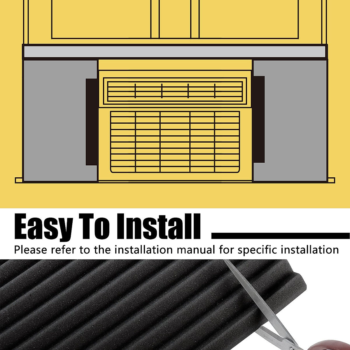 Powrocket Window Air Conditioner Foam Insulated Panels, 17" H x 9" W x 7/8" T Window AC Side Panel Kit with Air Conditioner Foam Insulating Strip,3.2 Ft x 1 Roll