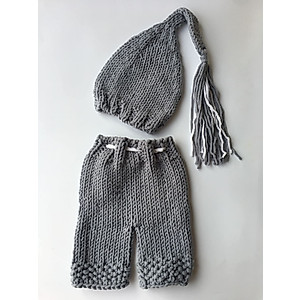 Newborn Photography Props Baby Boy Knitted Outfits Crochet Hat Pants Set