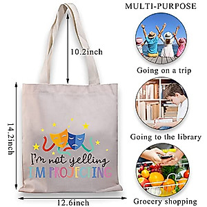 BDPWSS Theatre Tote Bag Drama Actor Actress Gift Comedy Tragedy Mask Theatre Bag I'm Not Yelling I'm Projecting Travel Pouch (Yelling projecting TG)