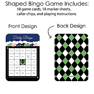 Big Dot of Happiness Kentucky Horse Derby - Bar Bingo Cards and Markers - Horse Race Party Bingo Game - Set of 18