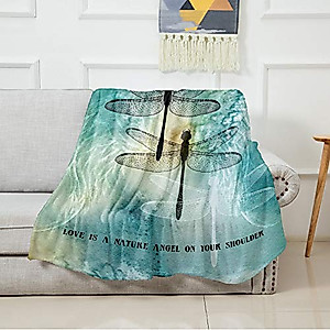 Dragonfly Throw Blanket,Flannel Fleece Blanket,Soft Cozy Fuzzy Comfy Warm Cute Lightweight Blanket for Women Adult Girl,Kid,Baby-Decor Gift-Dragon Fly Microfiber Nap Blanket for Couch,Bed,Sofa-60"x50"