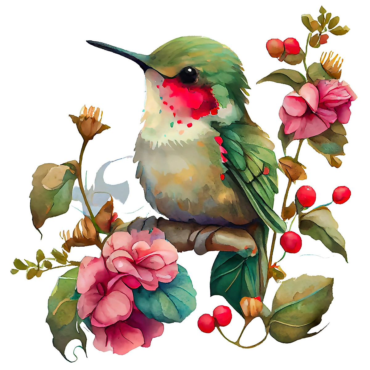 Fabric Panel 8"x8" Hummingbird 100% Cotton Quilting Panel Square AM1506