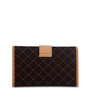 Rioni Signature Brown Multi-fold Button Wallet St-w003
