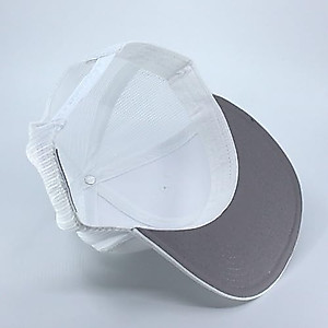 The Vintage Year Plain Cotton Twill Flat Brim Mesh Adjustable Snapback Trucker Baseball Cap (White)