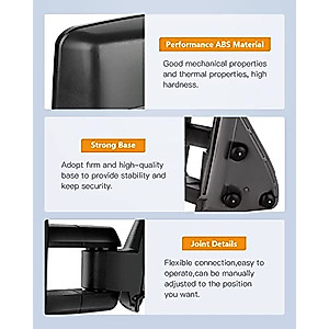 ITOPUP Towing Mirrors Fit for 1999-2002 for Chevy Silverado for GMC Sierra 1500/2500 Tow Mirrors with Power Control Heated LED Turn Signal Width Light Black 1 Pair of Mirrors Left Side and Right Side