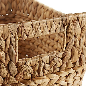 Casafield Set of 3 Stackable Oval Laundry Baskets with Handles - Natural, Woven Water Hyacinth Storage Totes for Throw Blankets, Bathroom, Bedroom, Living Room