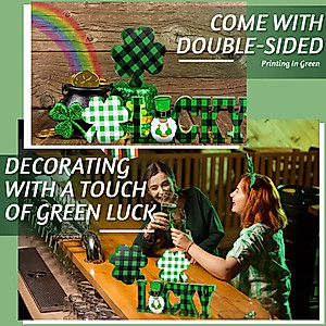 3 Pieces St. Patrick's Day Table Wooden Signs, Shamrock Tiered Tray Decor Lucky Table Decor Irish Freestanding Tray Tabletop Decorations for Home Decor Party Decoration