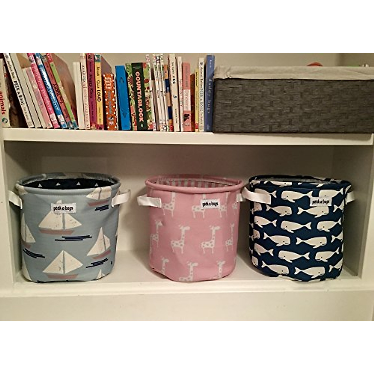 Toy Storage Organizer Canvas Bin, PEEK-A-BAGS Kid's Toy Storage - Books, Blocks, Baby Toys, Legos, Small Stuffed Animals. Organize Nursery, Bedroom, Playroom, Living Room, & Closets.