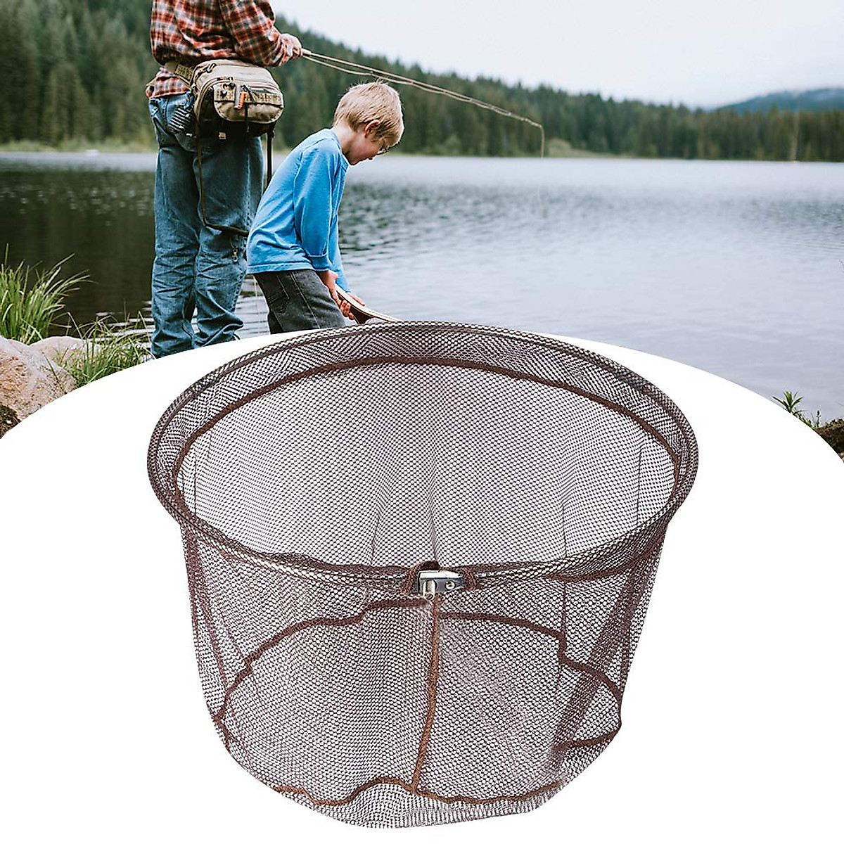Worii 40Cm Strong Support Fishing Net Head, Fishing Gear Accessory, for Fishing Tackle Shop Fishing Enthusiasts Sea Fishing Wild Fishing