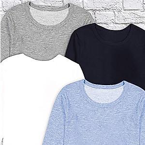 Brix Baby Toddler Boys' Long Sleeve - 4-Pack Cotton Tagless Tee Shirts. 12m