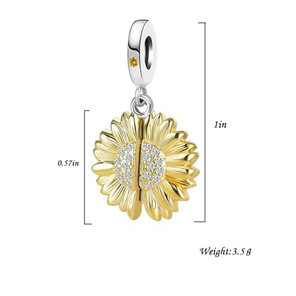 NanMuc Women Sunflower Charm You are My Sunshine Gold Plated Bead for Pandora Bracelets Wife friend Jewelry Mothers Day Gifts