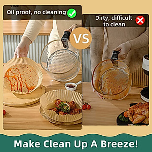 CREATIVE KITCHEN(CK) Air Fryer Liners| 6.3 inches 100PCS Disposable Paper Liners | Non-Stick Parchment Paper Liners | Oil-Proof, Water-Proof, | Airfryer Liners For Oven Baking| Roasting Microwave