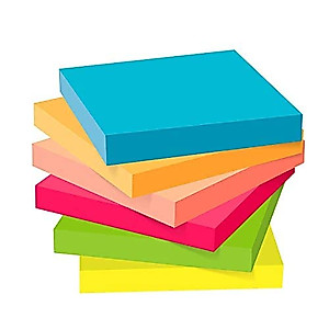 (12 Pack) ZCZN Sticky Notes 3x3 Inches, 1200 Sheets 6 Bright Color Self-Stick Note Pads, Easy to Post for Office, Home, Meeting, School