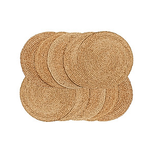 Eco Crave Jute Placemats, Set of 10 Round Woven Placemats 100% Natural Jute, Nonslip Round Placemats 13x13 Inches Round Farmhouse, Boho Jute Placemats for Dining Table Placemats Set of 10