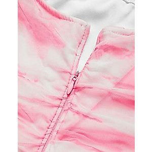 ZESICA Women's 2023 Summer Short Puff Sleeve Tie Dye Print Ruched Bodycon Cocktail Party Wedding Guest Short Mini Dress,HotPink,X-Large
