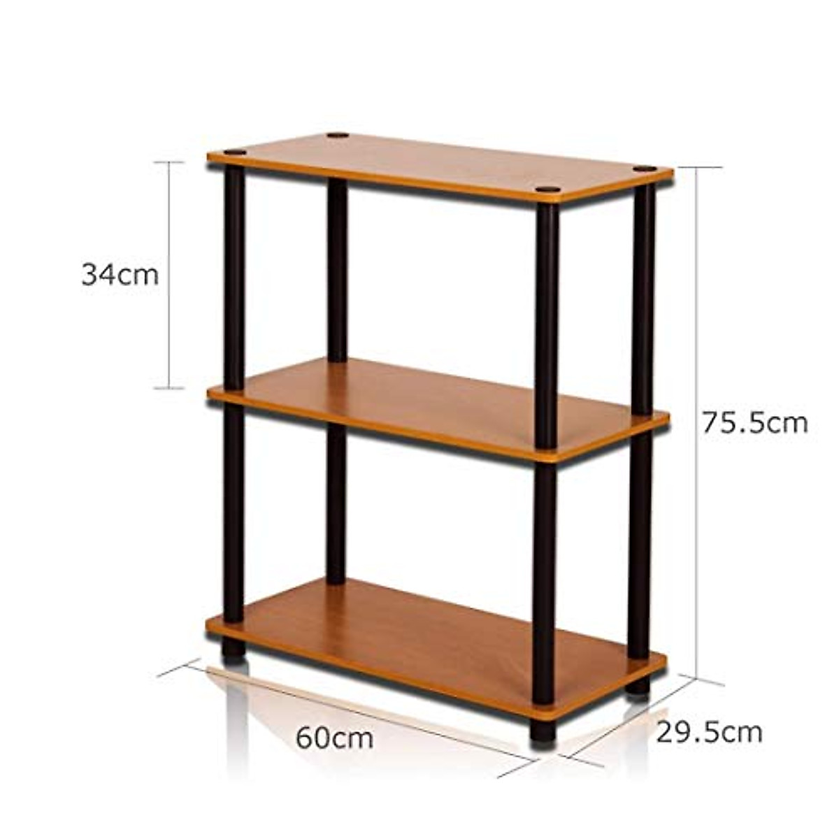GELTDN 3 Tier Bookshelf Shelf Bookcase, Wide Home Office Book Shelf, Storage Rack Shelf Unit, for Bathroom, Living Room - Cherry Wood