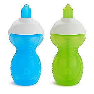 Munchkin® Click Lock™ Flip Straw Toddler Cup, 9 Ounce, 2 Pack, Blue/Green