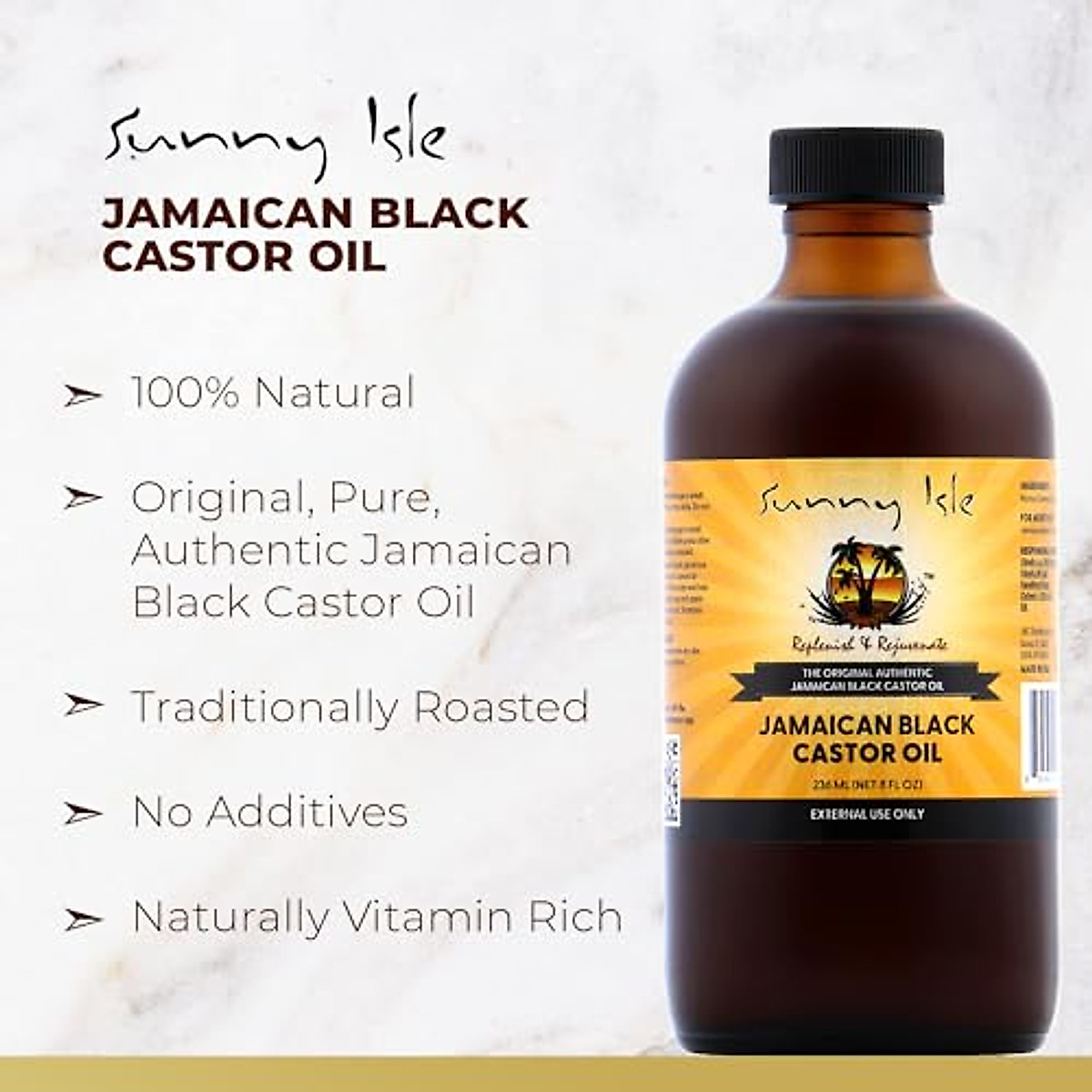 Sunny Isle Jamaican Black Castor Oil 8oz | 100% Natural Treatment for Hair, Scalp and Skin