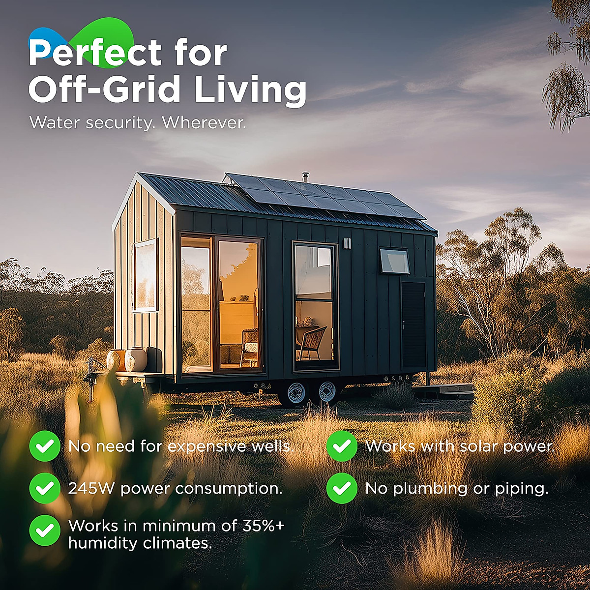 Airiver Worlds Smallest 10L Family Atmospheric Water Generator - 2023 Award Winning DSGN - Portable Air to Water Generator - Van Life, Boat, Camping, Tiny House, Off Grid, Preppers, Silver