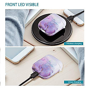 Airpods Case, Vimorco Portable Shockproof Hard Protective Case 5 in 1 Protective Cover Accessories for Airpods 1&2 Charging Case (Purple Marble)