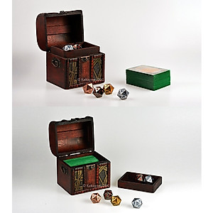 KakapopoTCG Elven Chest (Chainmail) Lockable Wood Deck and Counter Box Trading Cards MTG Magic FaB TCG YGO PTCG EDH Commander Box Dice Box DnD Spell Card Box