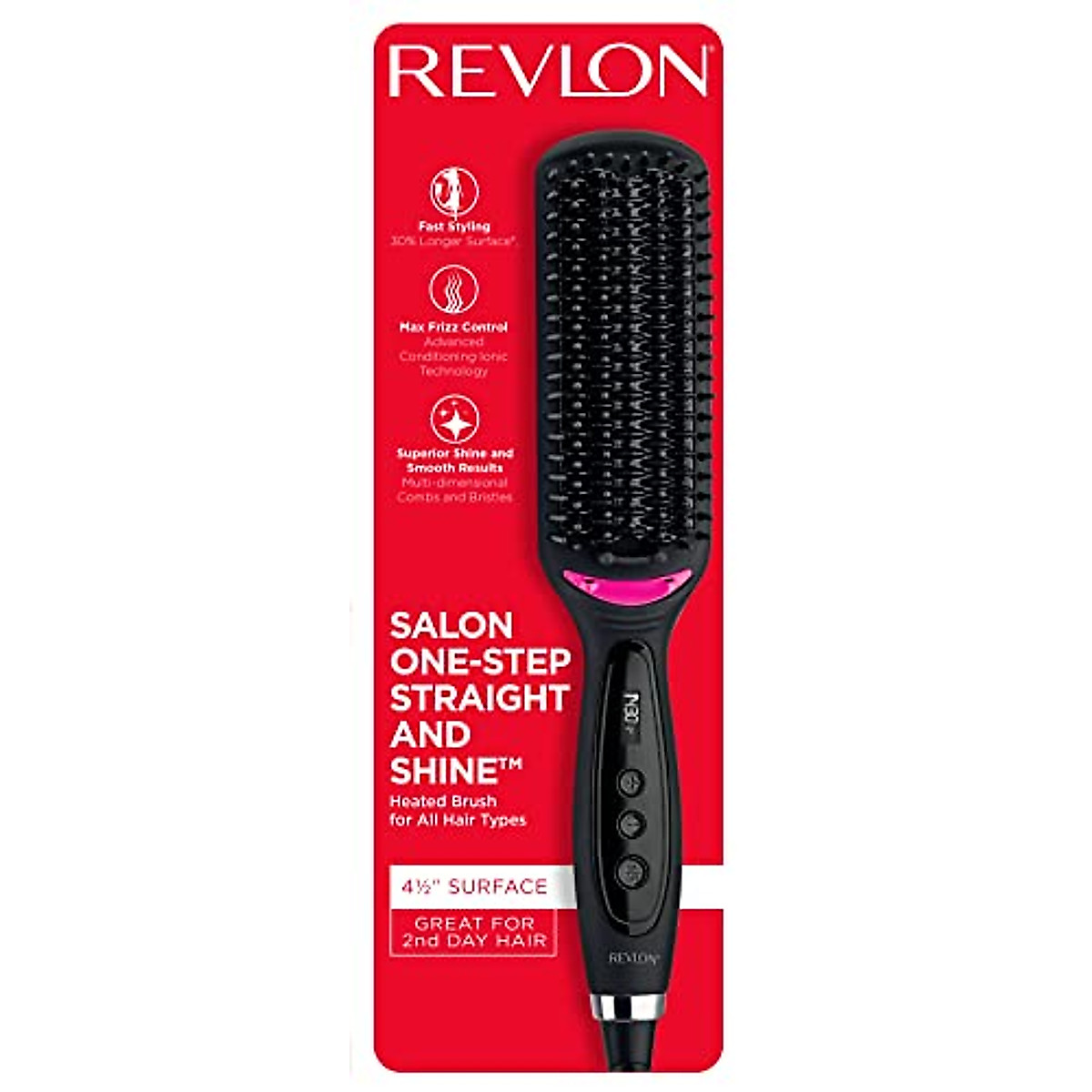 Revlon Hair Straightening and Styling Brush | Great for Second Day Styling (4-1/2 in)