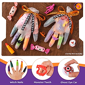 Deerher 233PCS Halloween Party Favors - 24 Pack Halloween Gloves Toys Bulk Stuffed, Non-Candy Halloween Treat Bag Gifts for School Classroom Kids Toddlers Boys Girls Prizes Party Supplies