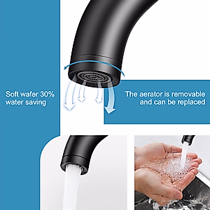 PONAFOU Single Handle Bathroom Faucet Black Bathroom Faucet Matte Black Vanity Faucet for Bathroom Sink Faucet 1 Hole or 3 Hole for Modern Bathroom RV Sink with Pop-up Drain and Deck