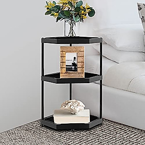 villertech Corner Shelves 3 Tier Small Corner Bookshelf Kitchen Bathroom Standing Shelf Display Rack Storage Rack Plant Stand Room Decor Black