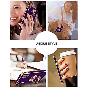 BENTOBEN iPhone XR Case, Phone Case iPhone XR 6.1, Slim Fit Gold Butterfly Design Kickstand Ring Holder Shockproof Protection Soft TPU Bumper Drop Protective Girl Women Boy iPhoneXR Cover, Deep Purple