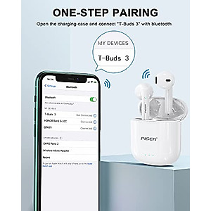 PISEN Wireless Earbuds, Bluetooth Earbuds with Microphone Noise Cancelling, 20H Playtime Wireless Earphones with Charging Case Waterproof Stereo Earphones Headset for Sports White