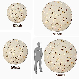 Excervent Tortilla Burritos Wrap Blanket for Adults and Kids, 290 GSM Double Sided Funny Realistic Food Blanket, Novelty Tortilla Blanket, Super Soft Taco Flannel Throw Blanket, 47 inch Beige