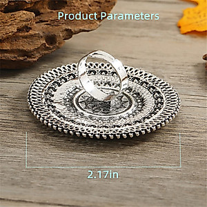 Dtja Boho Exaggerated CZ Statement Ring for Women Adjustable Bohemian Antique Mosaic Crystal Expandable Big Open Wrap Finger Rings Comfort Fit Retro Indian Style Jewelry (Silver Star)