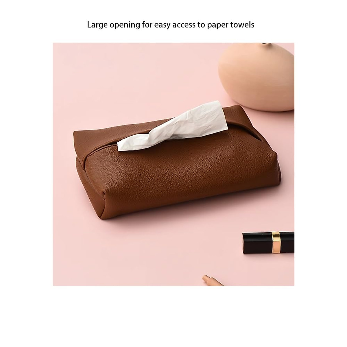 Stylish Tissue Box Pu Tissue Organizer Rectangle Napkin Dispenser and Stylish Home Napkin Holder for Vanity Bedroom Dressers Tables Gifts Modern Tissue Box (Color : Brown)