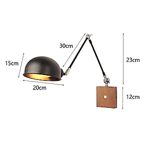 CONXEN Bedroom Wall Lights, Wall Sconces, Industrial Swing Arm Wall Lamp Wall Sconce Lighting Wall Light Fixtures Plug in Cord with On Off Switch Base Compatible with Indoor and Bedroom