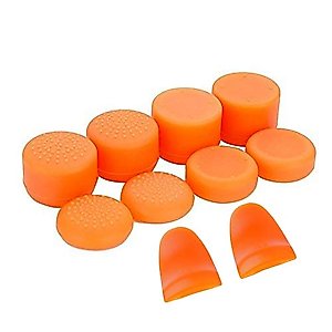 Replacement L2 R2 Buttons Trigger Extender + Silicone Analog Thumb Stick Cap Cover Grip Thumbsticks Joystick for Sony PS4 PS4 Pro Slim Controller (Orange)
