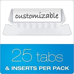Pendaflex Insertable Plastic Tabs Hanging Folder Tabs, 2", Clear, 25 Tabs and Inserts per Pack (42)