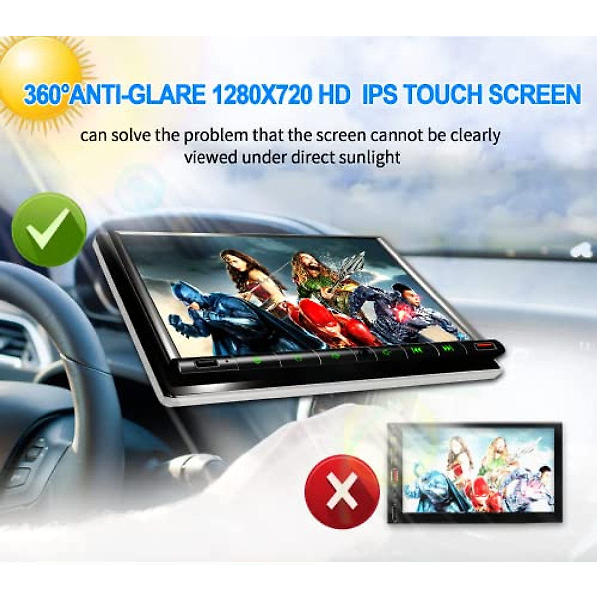 1280x720 HD Non-Glare Touch Screen Car Stereo with 30 Segment EQ,7 Inch Double Din Stereo for Apple Carplay & Android Auto with Bluetooth 5.2,Car Radio with Backup Camera, Mirror Link/SWC/FM/AM