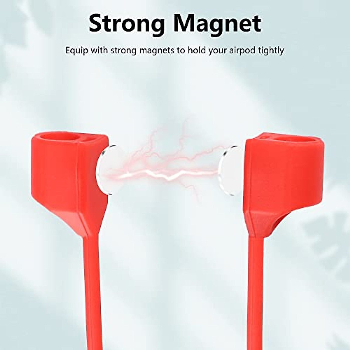 Kedoo Magnetic Anti-Lost Straps for AirPods 1/2/3/Pro/Pro 2, 4 PCS Colorful Soft Silicone Sports Lanyard, Neck Rope Cord for Running, Fitness, Dancing (Black White Blue Red)