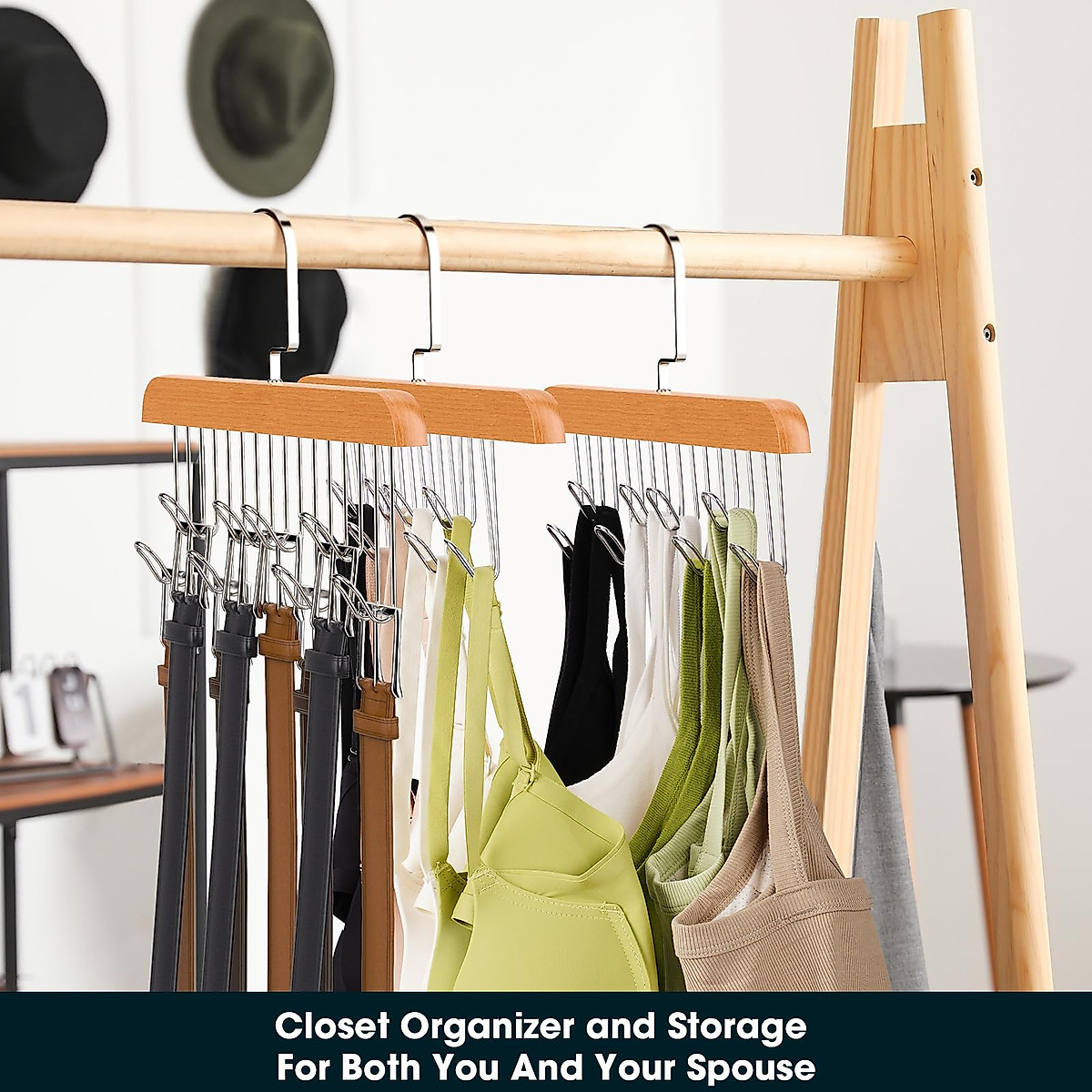Belt Organizer Belt Hanger for Closet,Bra Hangers for Closet Organizer,360°Rotating Closet Organizers for Dorm & Apartment for Blet Bra Tank Top