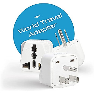 Ceptics Adapter Plug Set for World Wide International Travel Use - Grounded Safe - Works with Cell Phones, Chargers, Batteries, Camera, and More