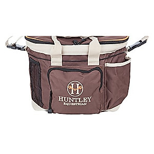 Huntley Equestrian Deluxe Grooming Bag Perfectly Designed Easy Access Multi Pocket Zipper Top Closure Double Handles Shoulder Strap Exterior Pockets - Brown