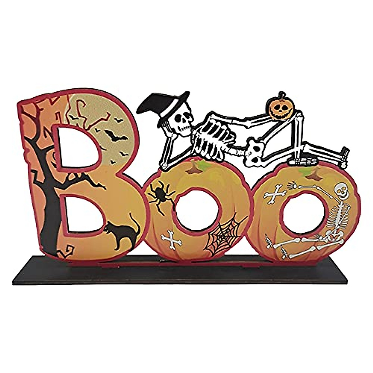 Halloween Boo Wooden Tier Tray Table Topper, Happy Halloween Tabletopper Ornaments Table Decor, Table Decor Table Centerpiece for Halloween, Table Topper Signs for Party Supplies (A02)