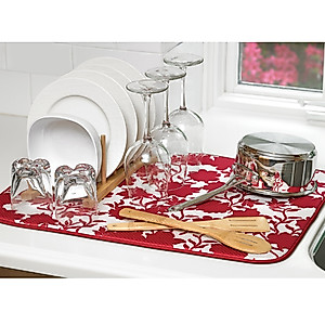 The Original Red Floral Dish Drying Mat
