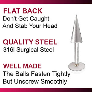 bodyjewellery 16g Cartilage Ear Labret Stud Lip ring Tragus Helix Medusa 316L Stainless Steel Piecing Jewelry 5/16 Inch 3 x 8mm Spike