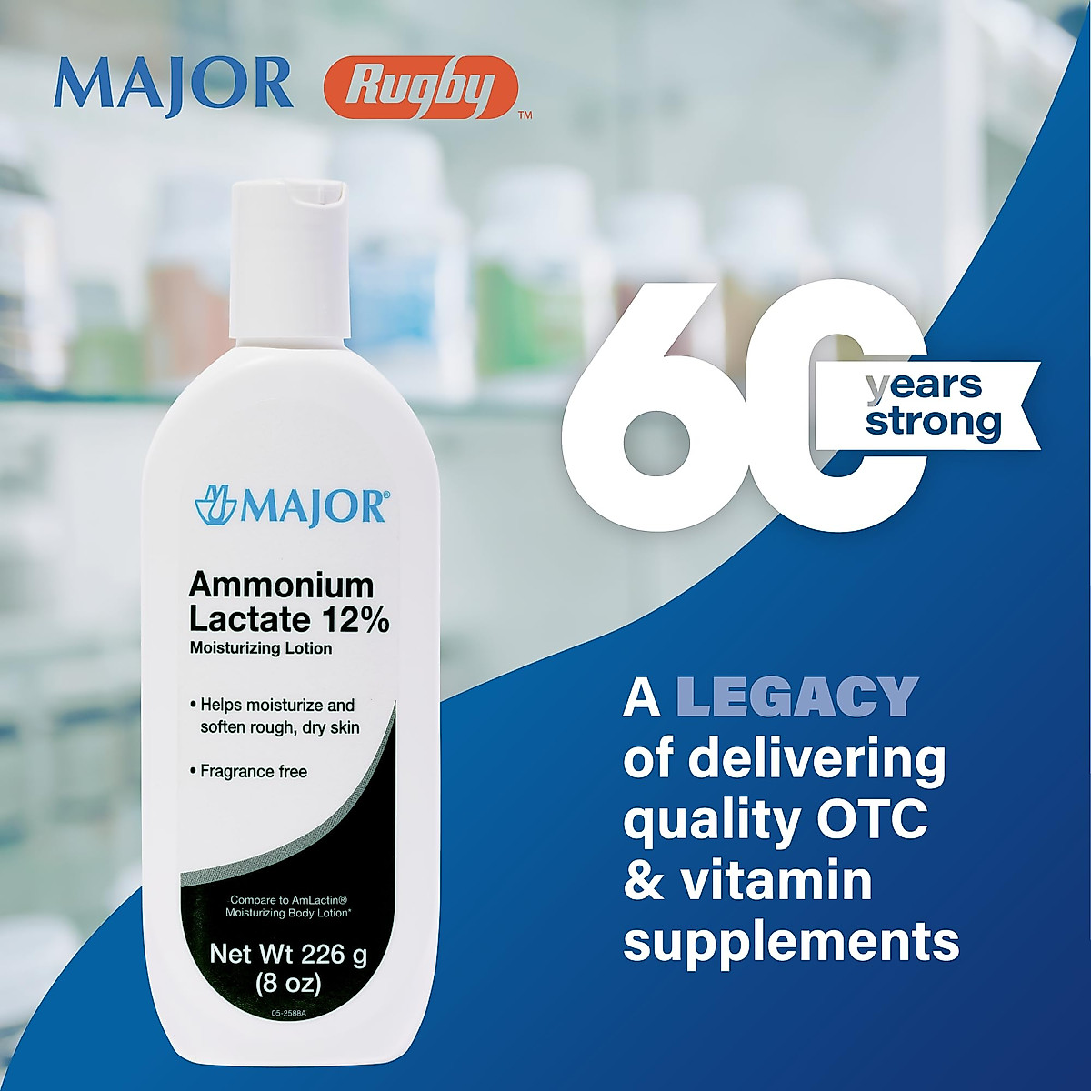 Major Ammonium Lactate 12% Moisturizing Lotion - Lactic Acid Lotion - Helps Moisturize and Soften Rough, Dry Skin - Daily Body Lotion - Fragrance-Free - 8 Oz