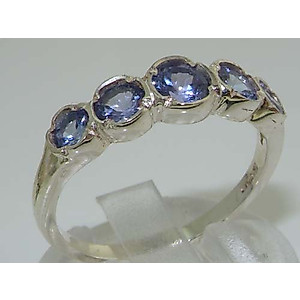 925 Sterling Silver Natural Tanzanite Womens Band Ring - Sizes 4 to 12 Available