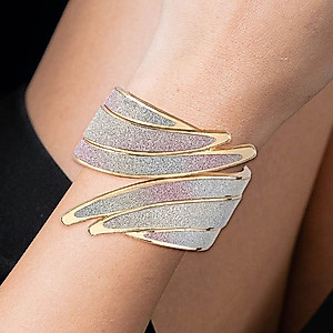 ELABEST Stylish Alloy Bracelet Colorful Cuff Bracelets Stretch Bracelets Wing Bracelets Sparkly Hand Chain Wedding Parties Jewelry Accessories for Women (Colorful)